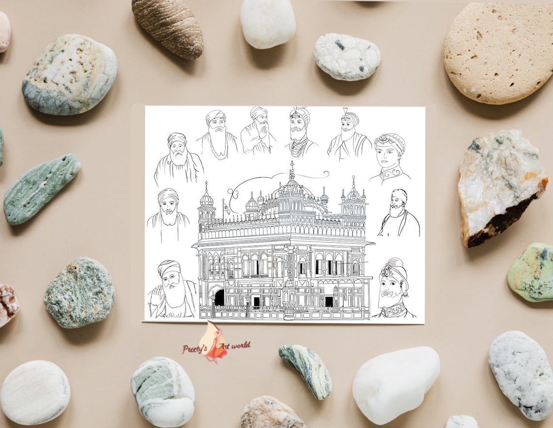 Sikh 10 ten Gurus Lineart Minimalist Poster I Sikh Gurus - Etsy