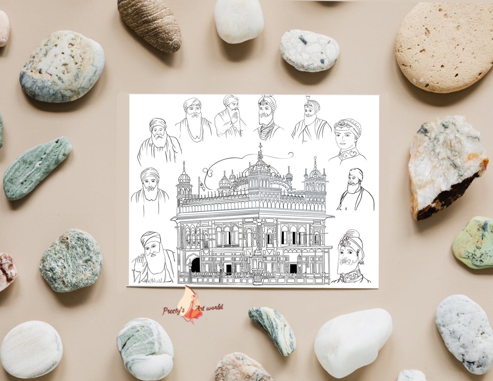 Sikh 10 ten Gurus Lineart Minimalist Poster I Sikh Gurus | Etsy