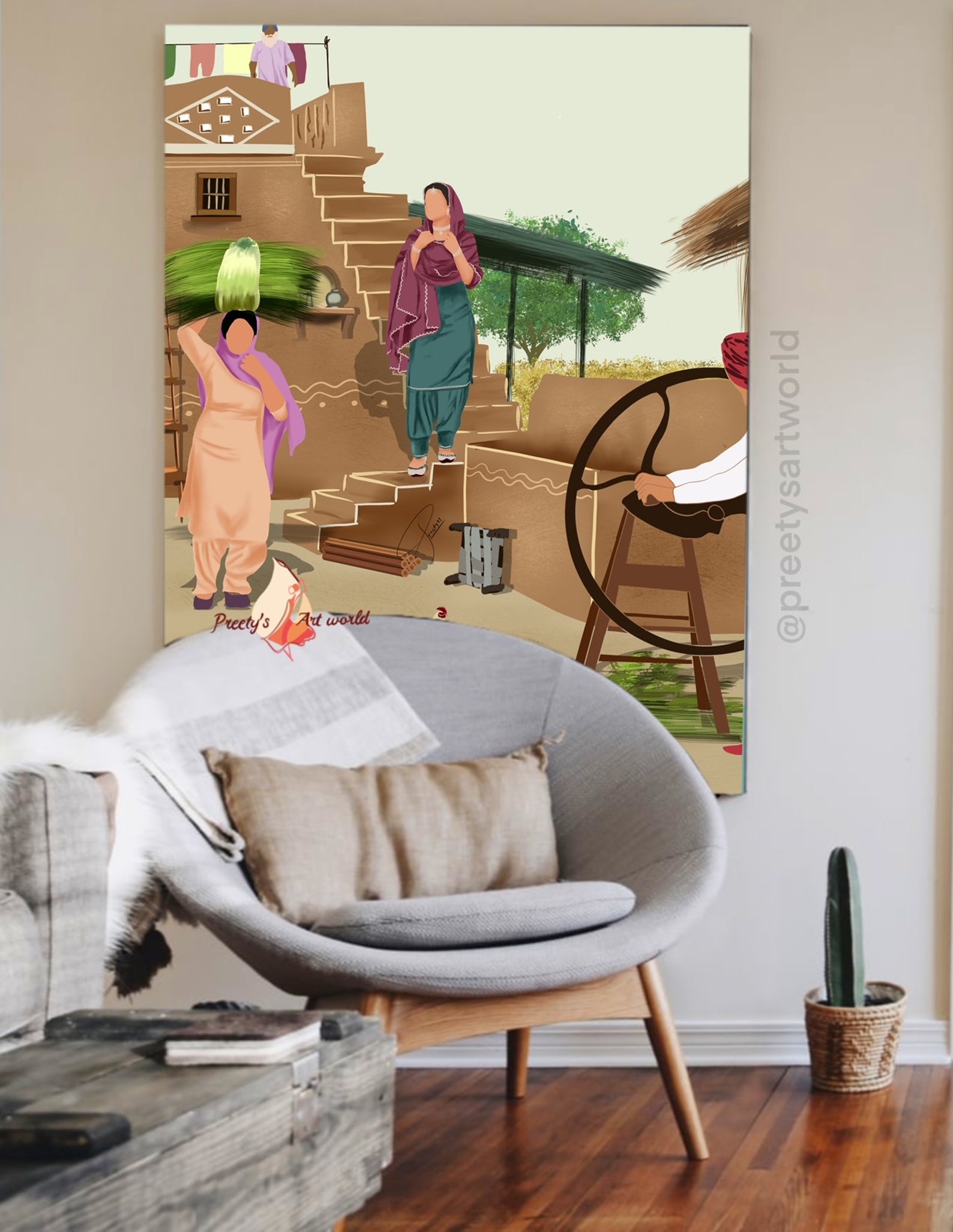 Chobara I Rural Punjab Village Art Print Indian Ethnic Home - Etsy