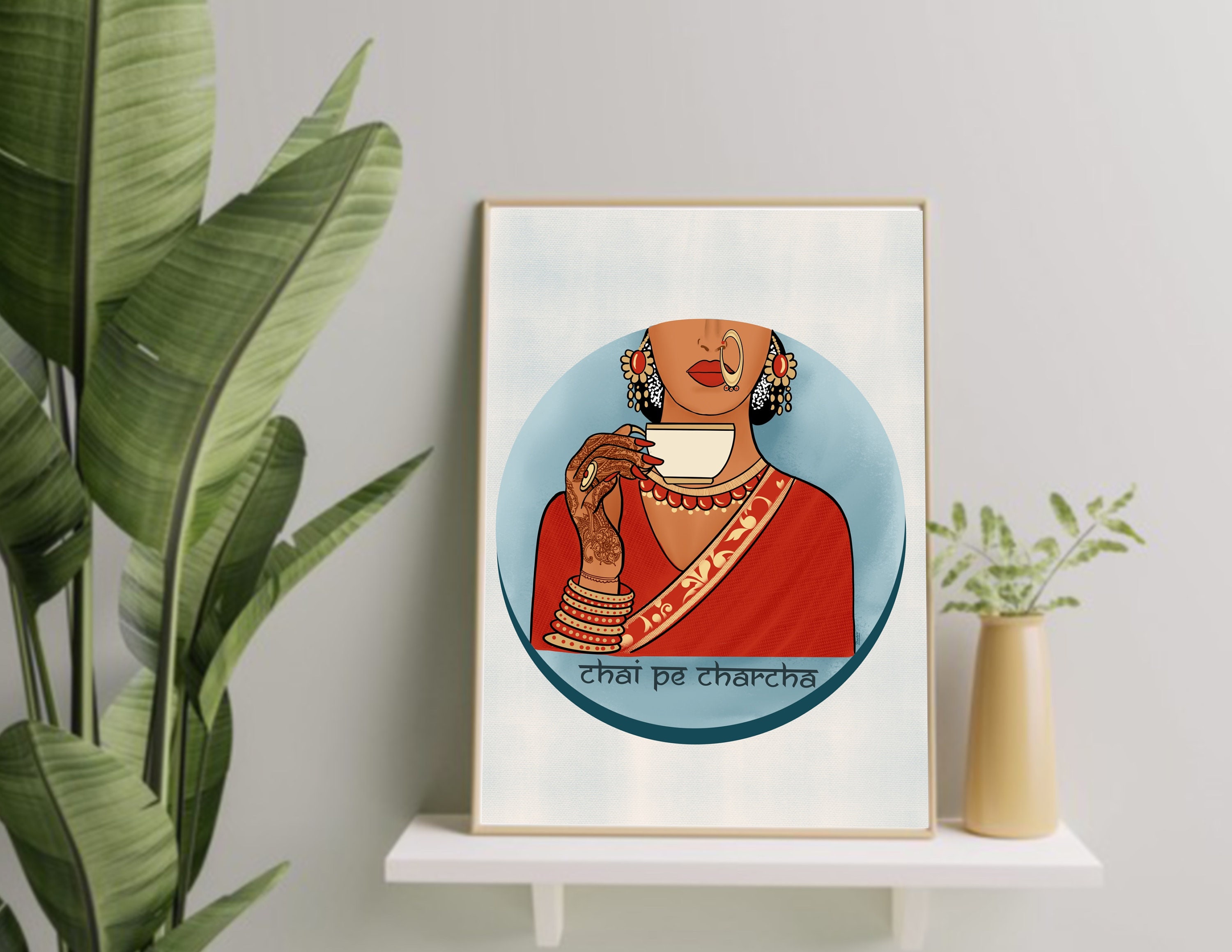 Chai Pe Charcha Art Printable Poster Print I Chai Tea I Women in Red ...