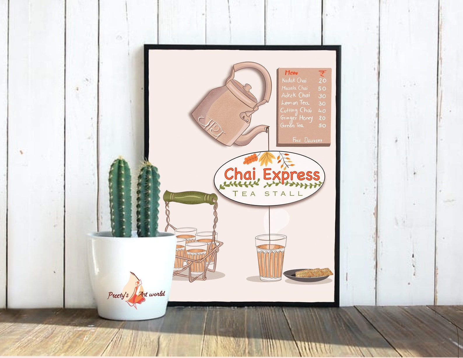 Chai Express Tea Stall Indian Illustration Poster Printable I - Etsy