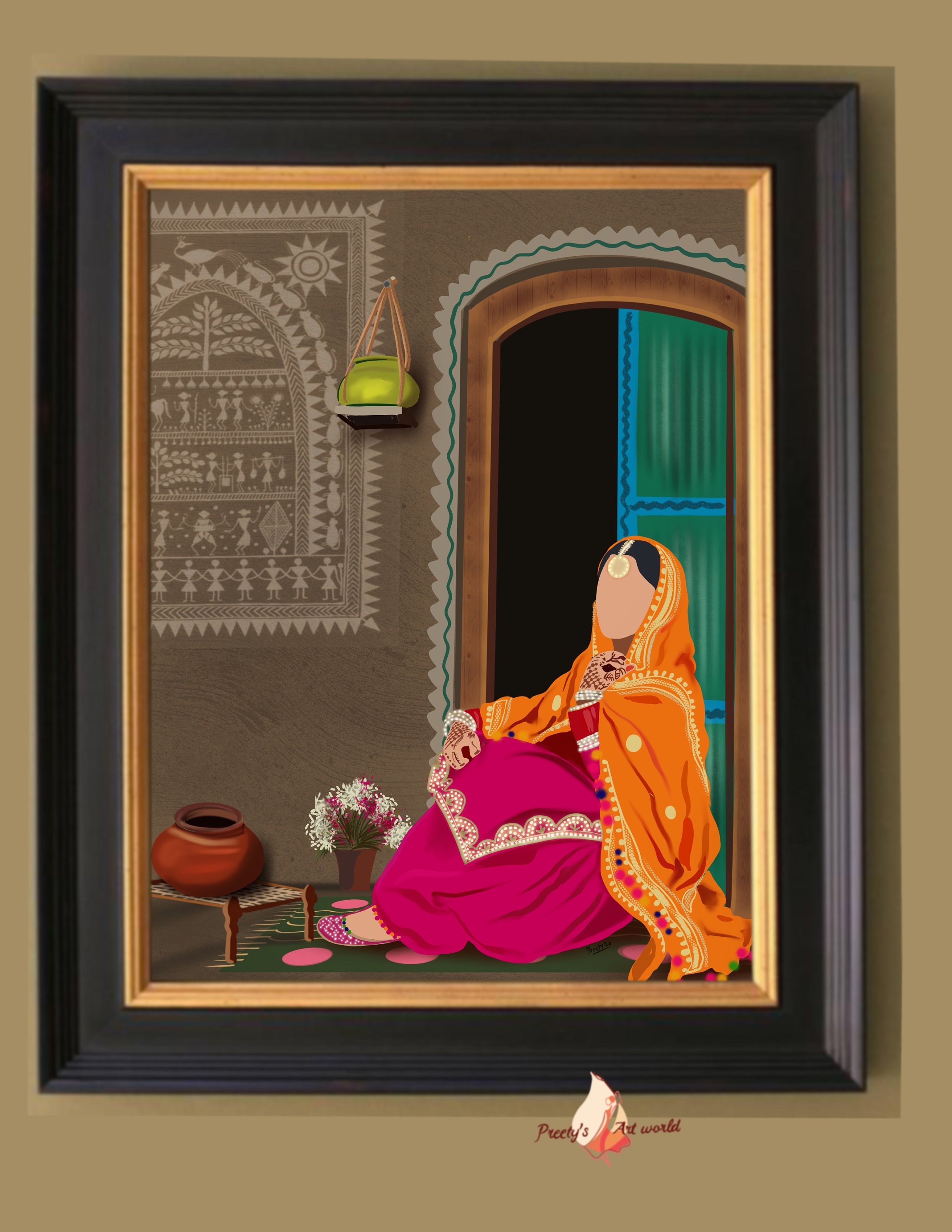 Punjabi Bride Art Print I Indian Ethnic Home Décor I Traditional Indian ...