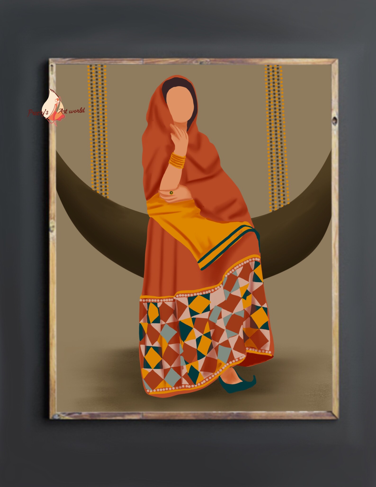 Punjabi Woman in Traditional Dress Art Illustration Poster - Etsy