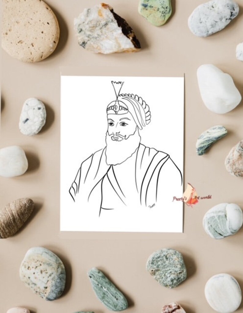 Guru Har Rai Ji I Sikhart Print I Sikh Guru Wall Art Poster I Punjabi ...