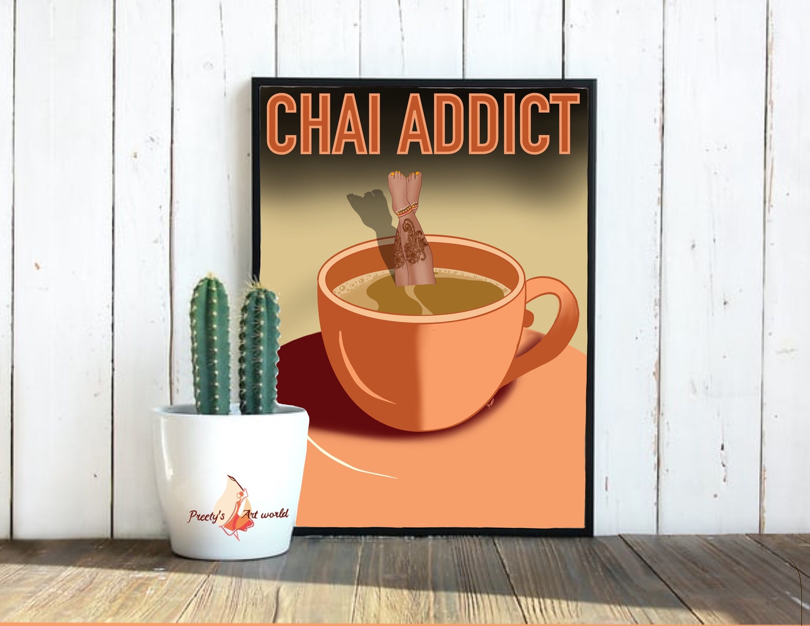Chai Addict Funny Illustration Wall Art Print I Chai Drinker - Etsy