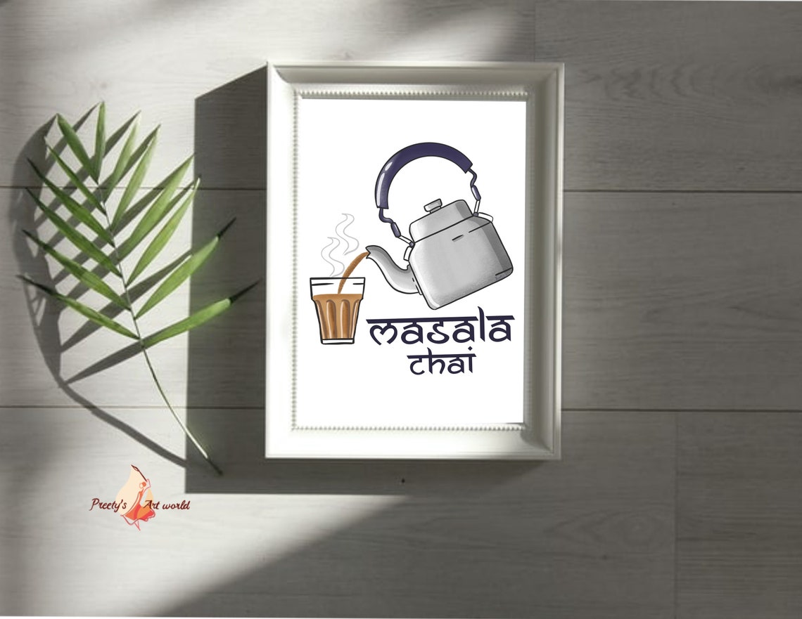 Masala Chai Tea Sign Indian Kitchen Art Illustration Kitchen | Etsy