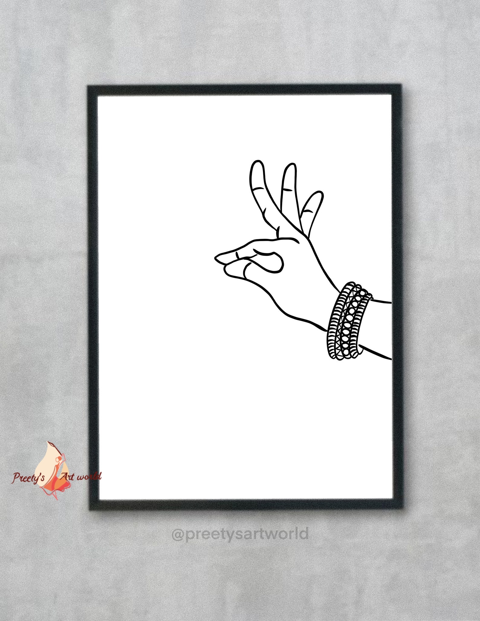Set of 3 Kathak Dancers Feet Hand Mudra One Line Drawing - Etsy
