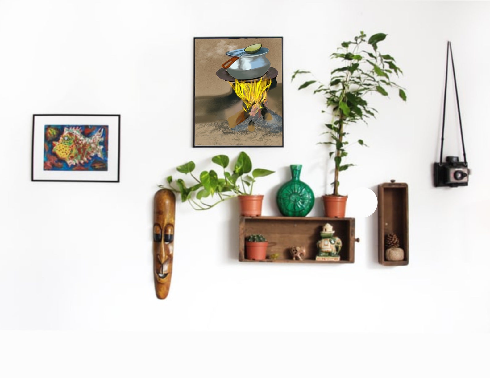 Indian Village Cooking Art Illustration I Kitchen Wall Art I Kitchen ...