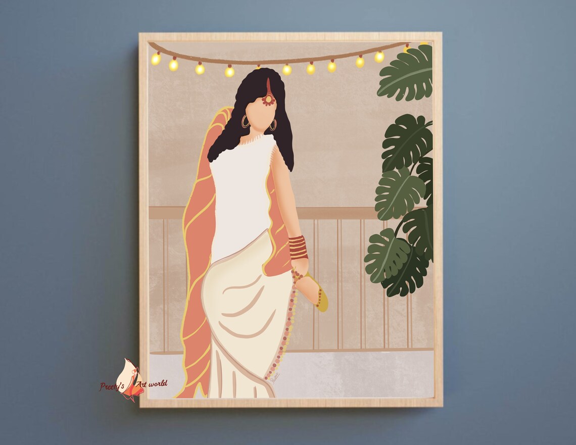 Punjabi Women in Suit I Boho Gallery Wall Desi Art Poster Print I Mid ...