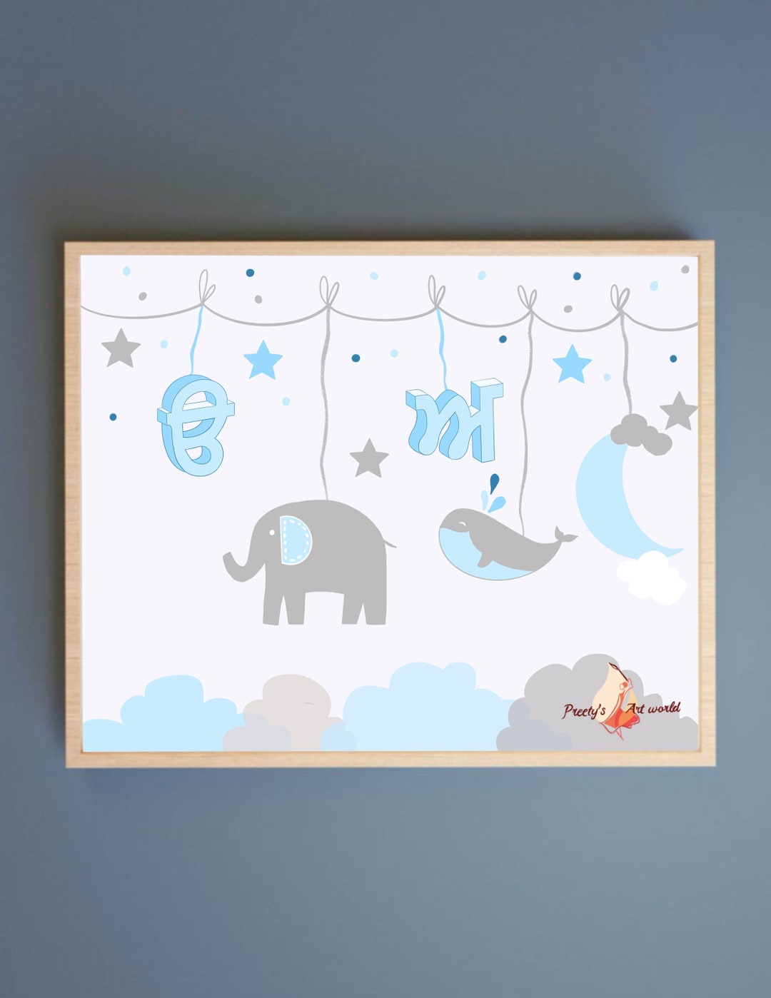 Sikh Boy Blue Grey Nursery Art Print Poster I Sikh Punjabi Nursery ...