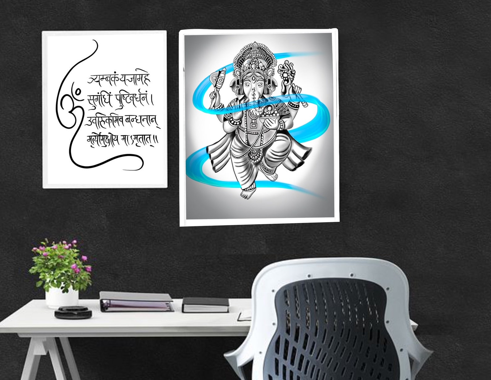 Handwritten Mrityunjaya Mantra in Hindi Calligraphy Religious Wall ...