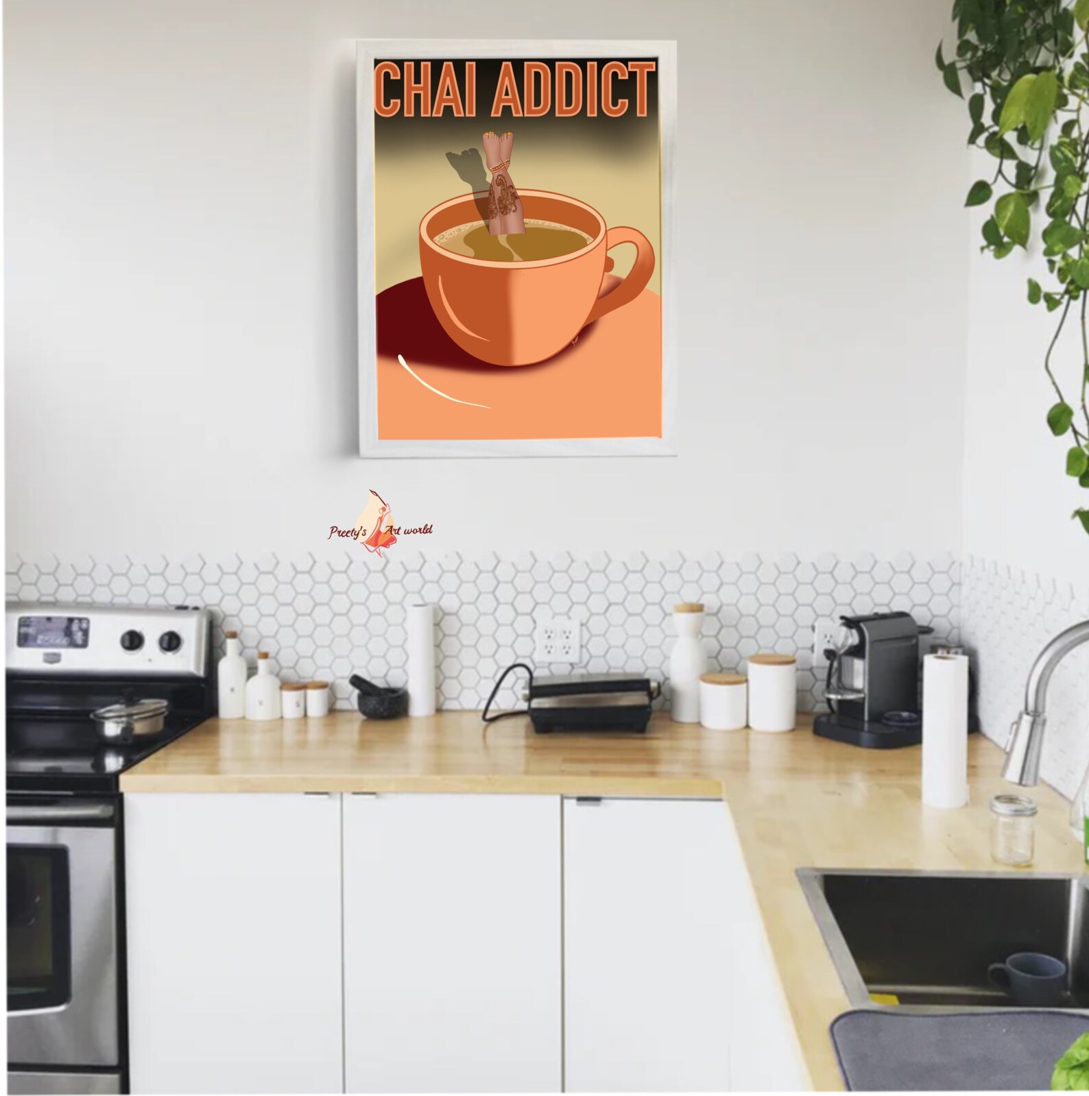 Chai Addict Funny Illustration Wall Art Print I Chai Drinker - Etsy
