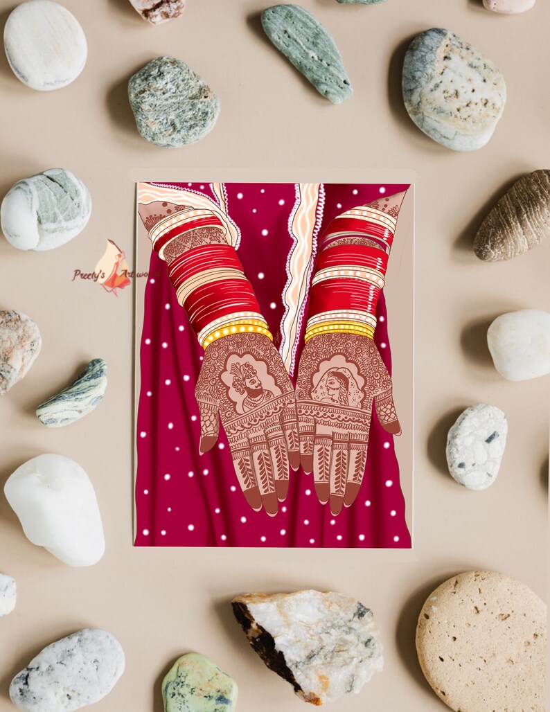 Punjabi Bride With Henna/mehndi in Hands & Choorah Art Wall - Etsy