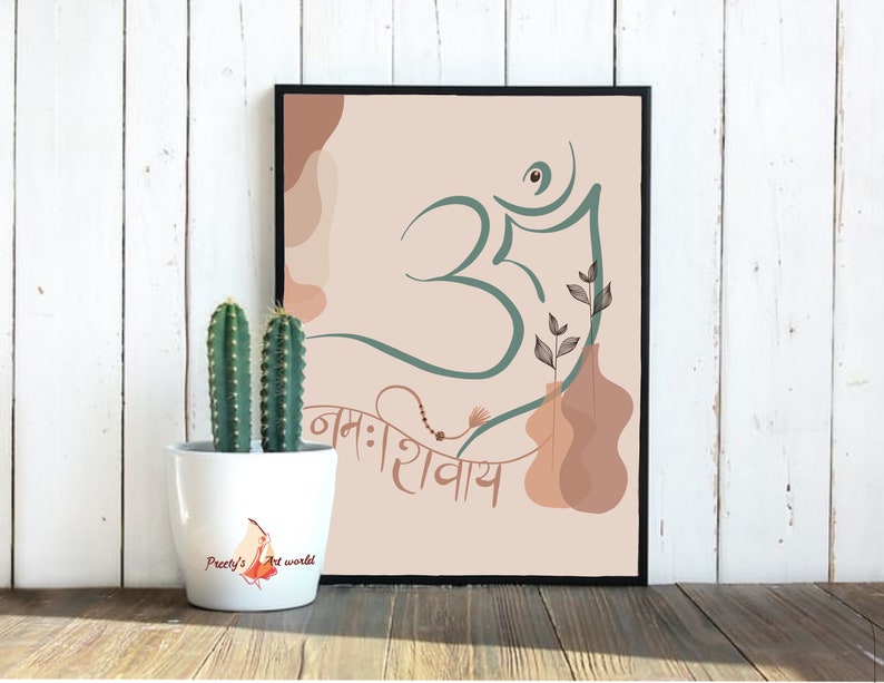 Handwritten Om Namah Shivaya Boho Art I Sacred Symbols Art | Etsy