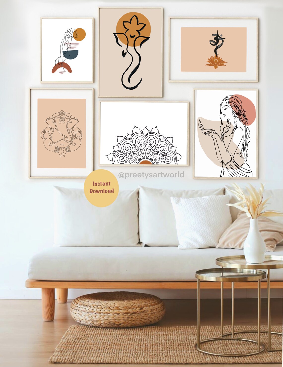 Set of 6 Minimalist Modern Art Prints Gallery Wall Set - Etsy
