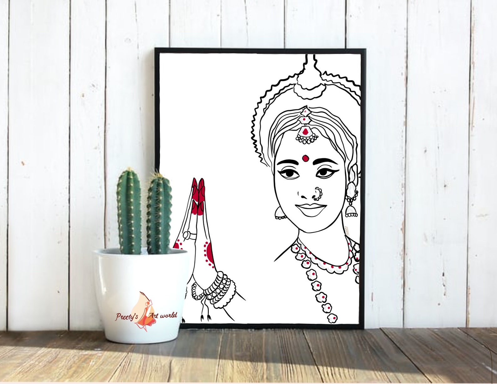 Indian Traditional Kathak Dancer Line Art Drawing Poster Print I ...