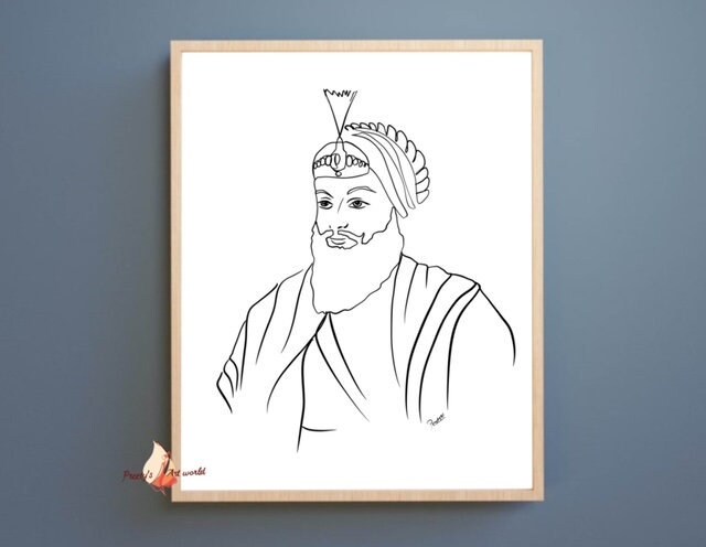 Guru Har Rai Ji I Sikhart Print I Sikh Guru Wall Art Poster I Punjabi ...
