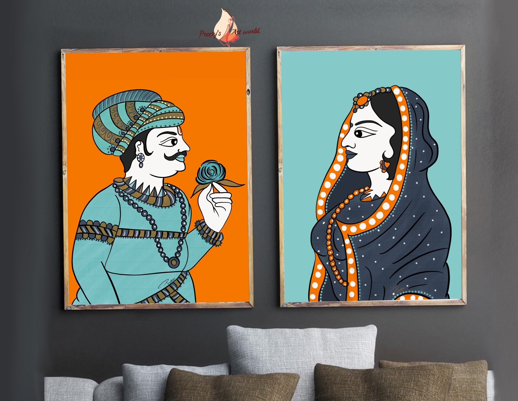 Royal Rajkumar & Royal Rajkumari India Exotic Desi Couple Wall Art ...