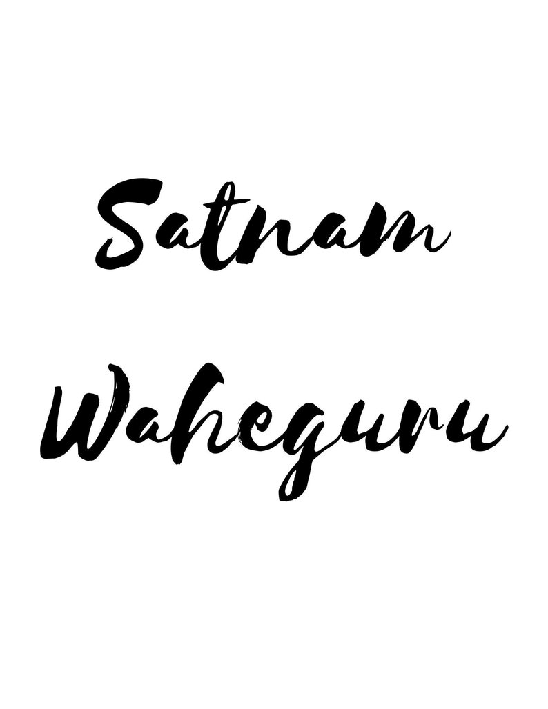 Satnam Waheguru in English Black & White Minimalist Printable | Etsy