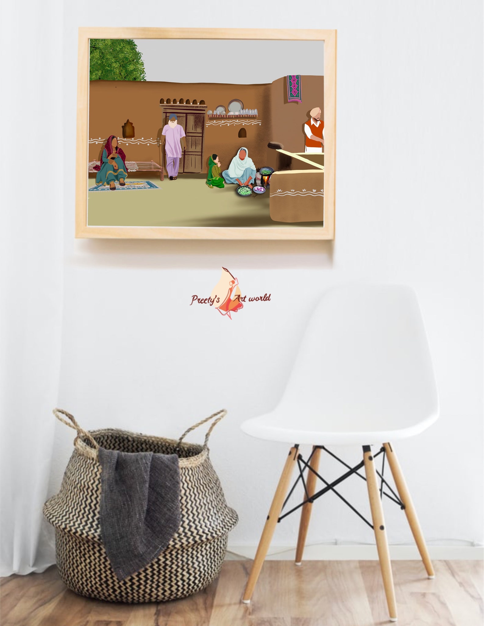 Punjabi Village Art I Village Life I Indian Ethnic Home Decor I Sikh ...