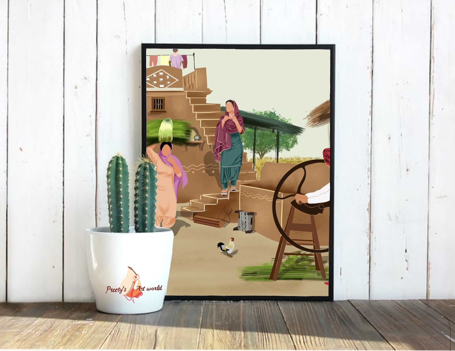 Chobara I Rural Punjab Village Art Print Indian Ethnic Home - Etsy