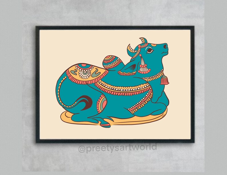 Holy Indian Cow Folk Art Vintage Animal Wall Ethnic Art - Etsy