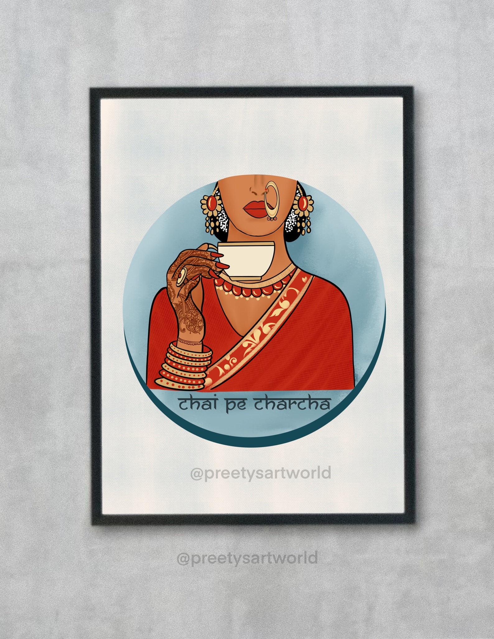 Chai Pe Charcha Art Printable Poster Print I Chai Tea I Women in Red ...