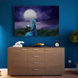Woman Praying God Art Illustration Poster Print I I Home Wall Décor I ...