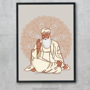 Baba Nanak Mandala Sikh Art Guru Nanak Dev Ji Sikh Home - Etsy