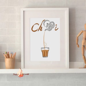 Chai Tea Sign Indian Kitchen Art Illustration Kitchen Home Décor I Desi ...