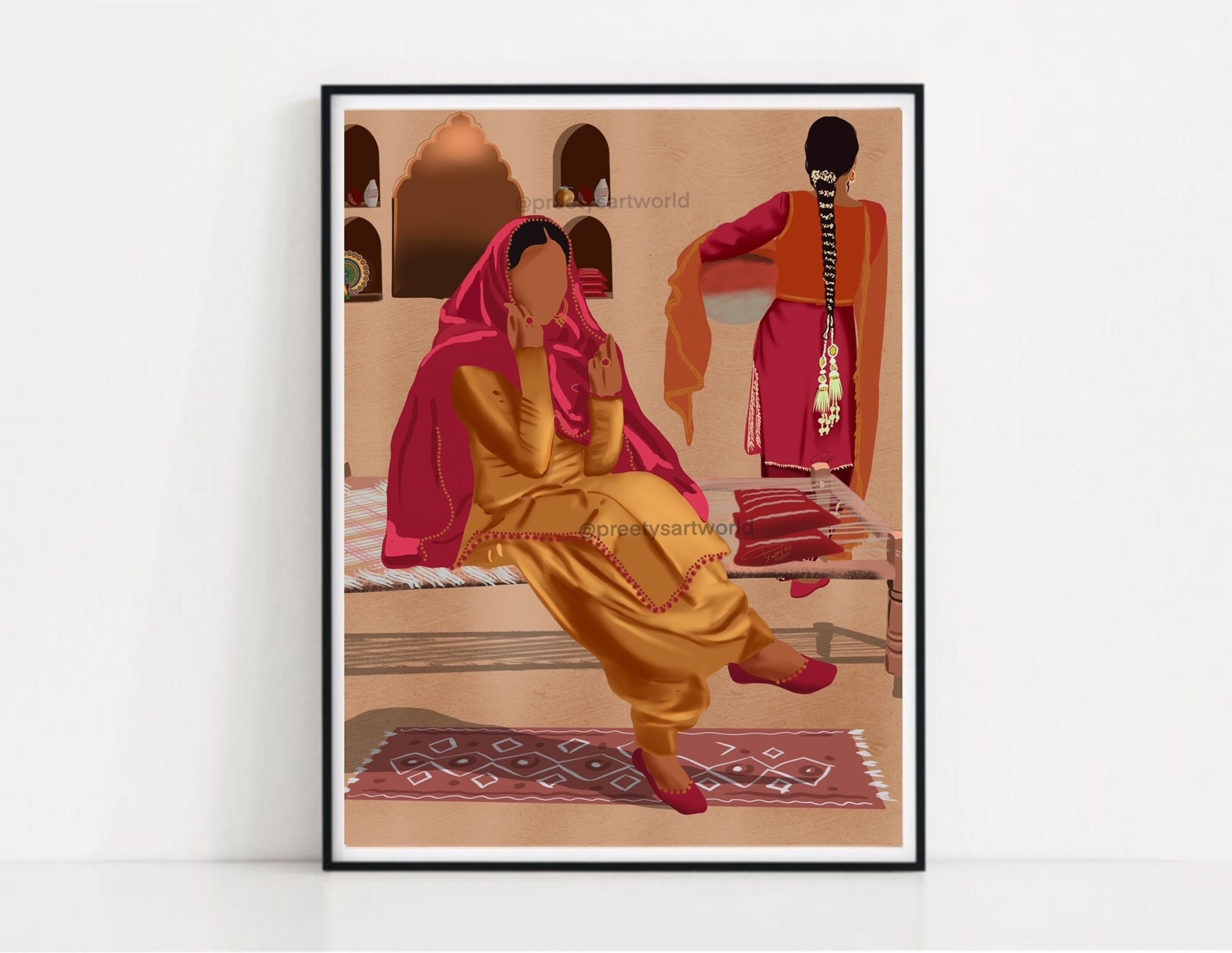 Rural Punjab Village Art Print Indian Ethnic Home Décor I - Etsy