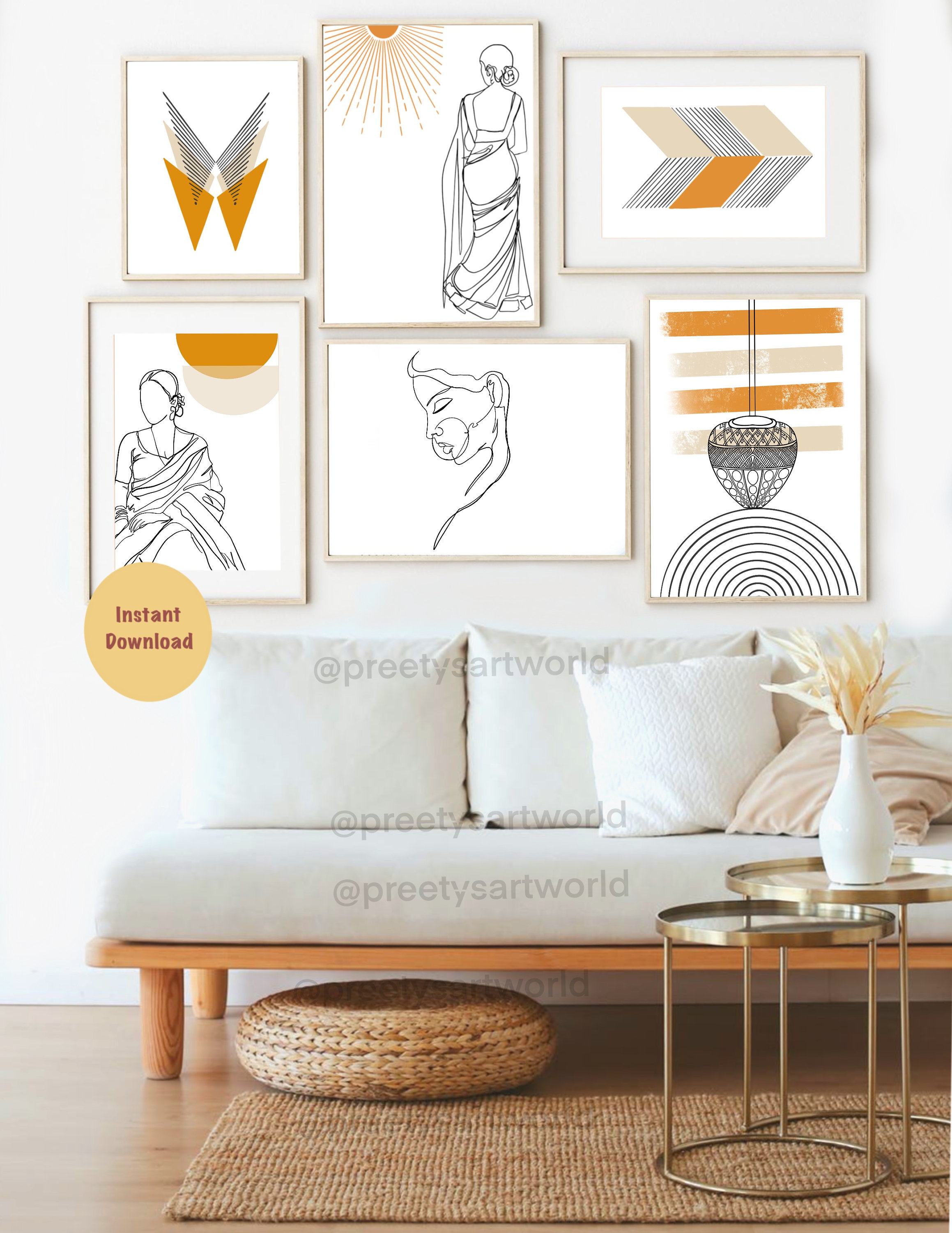 Set of 6 Minimalist Modern Art Prints Gallery Wall Set | Etsy