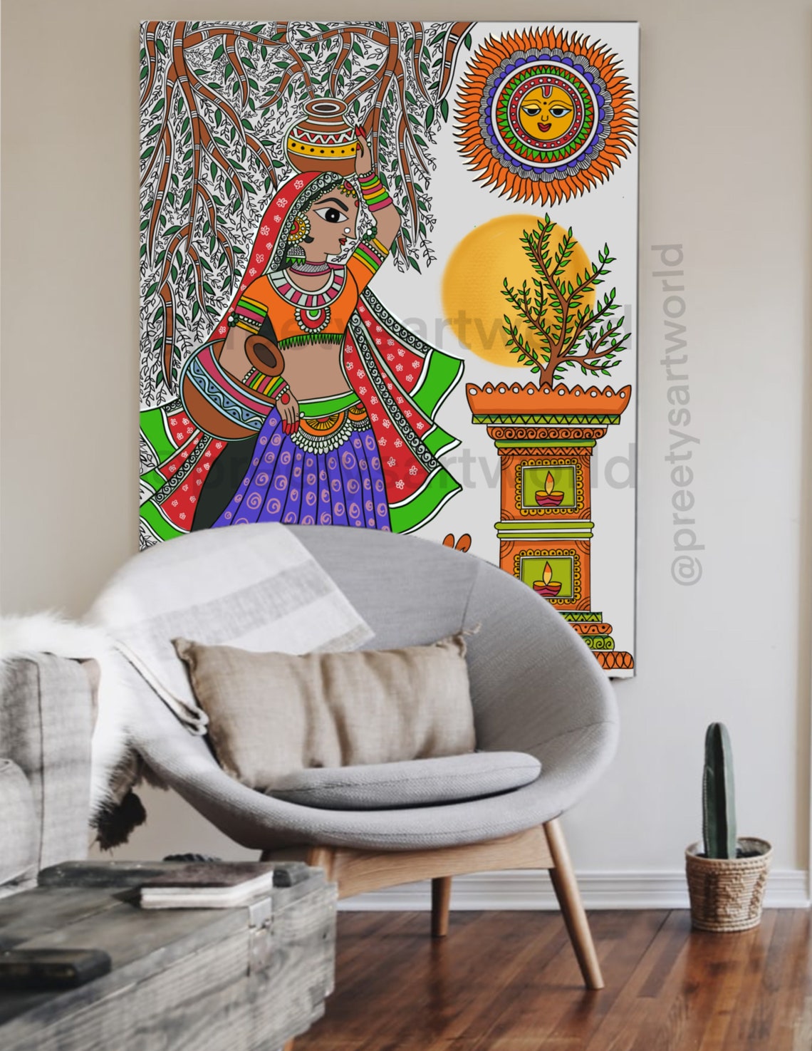 Madhubani Painting Indian Traditional Folk Art Indian - Etsy