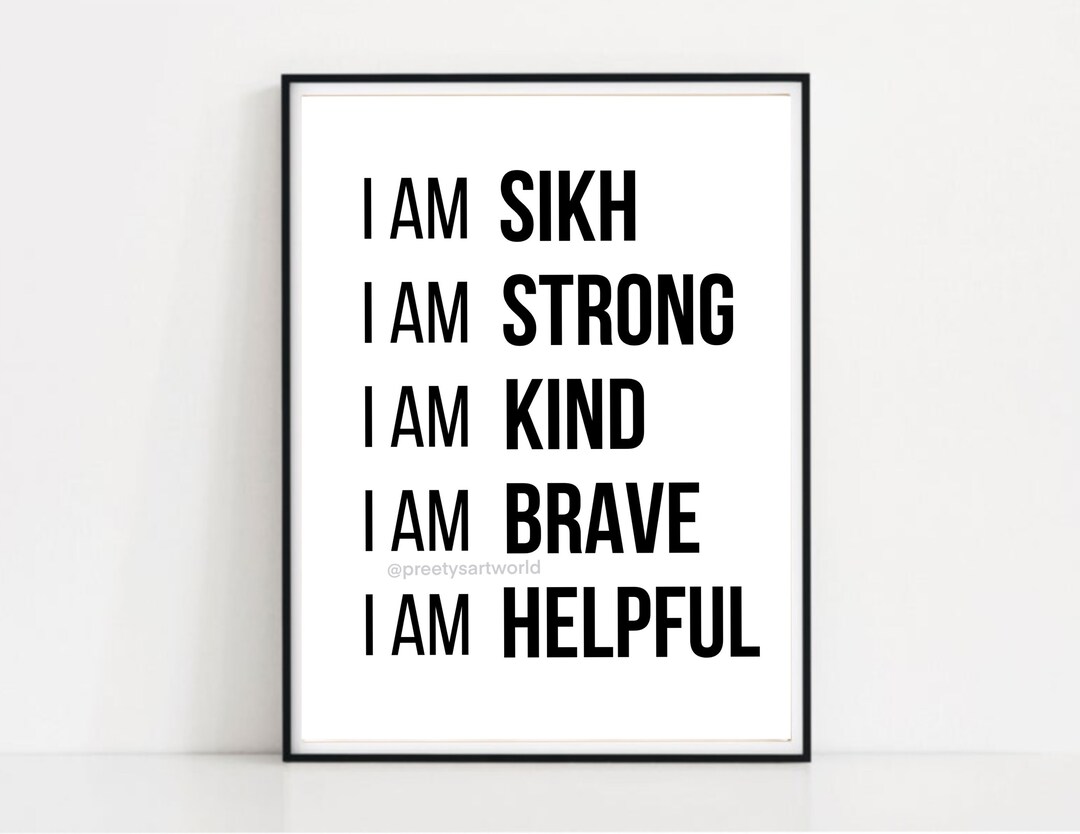Je suis Sikh Strong Kind Brave Helpful I Affirmations Printable Art I ...