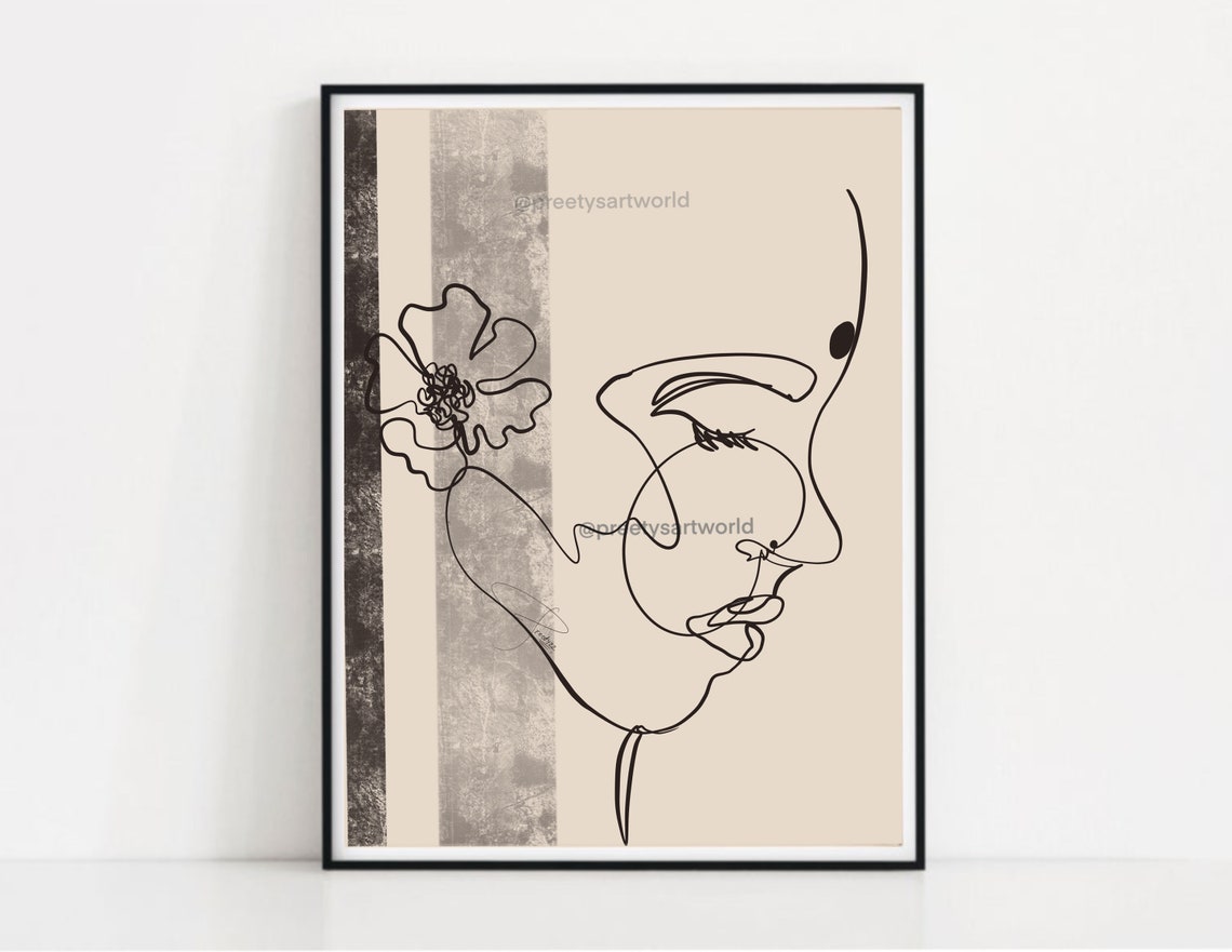 Female One-line Portrait I One Line Print I Woman Line Art I Line Wall ...