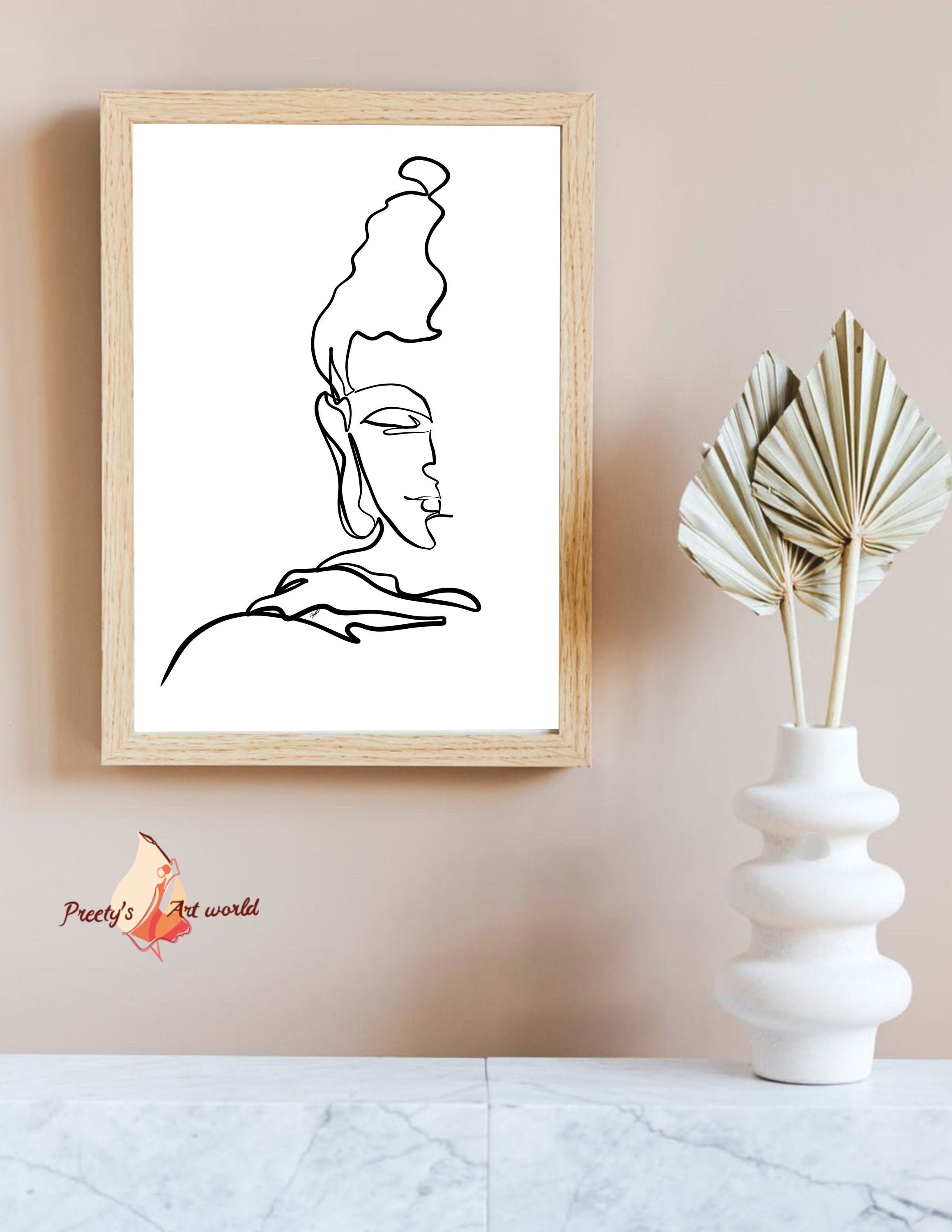 Calm Buddha Half Face Single Line Wall Art I One Line Art Print I ...