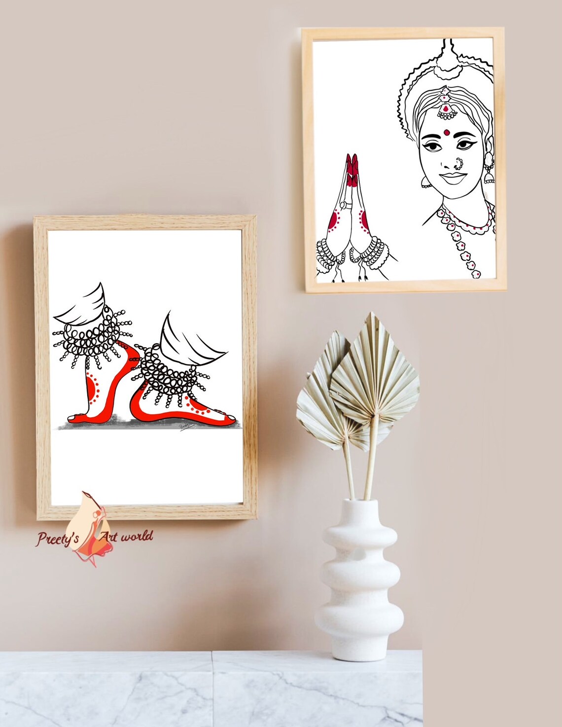 Indian Traditional Kathak Dancer Line Art Drawing Poster Print I ...