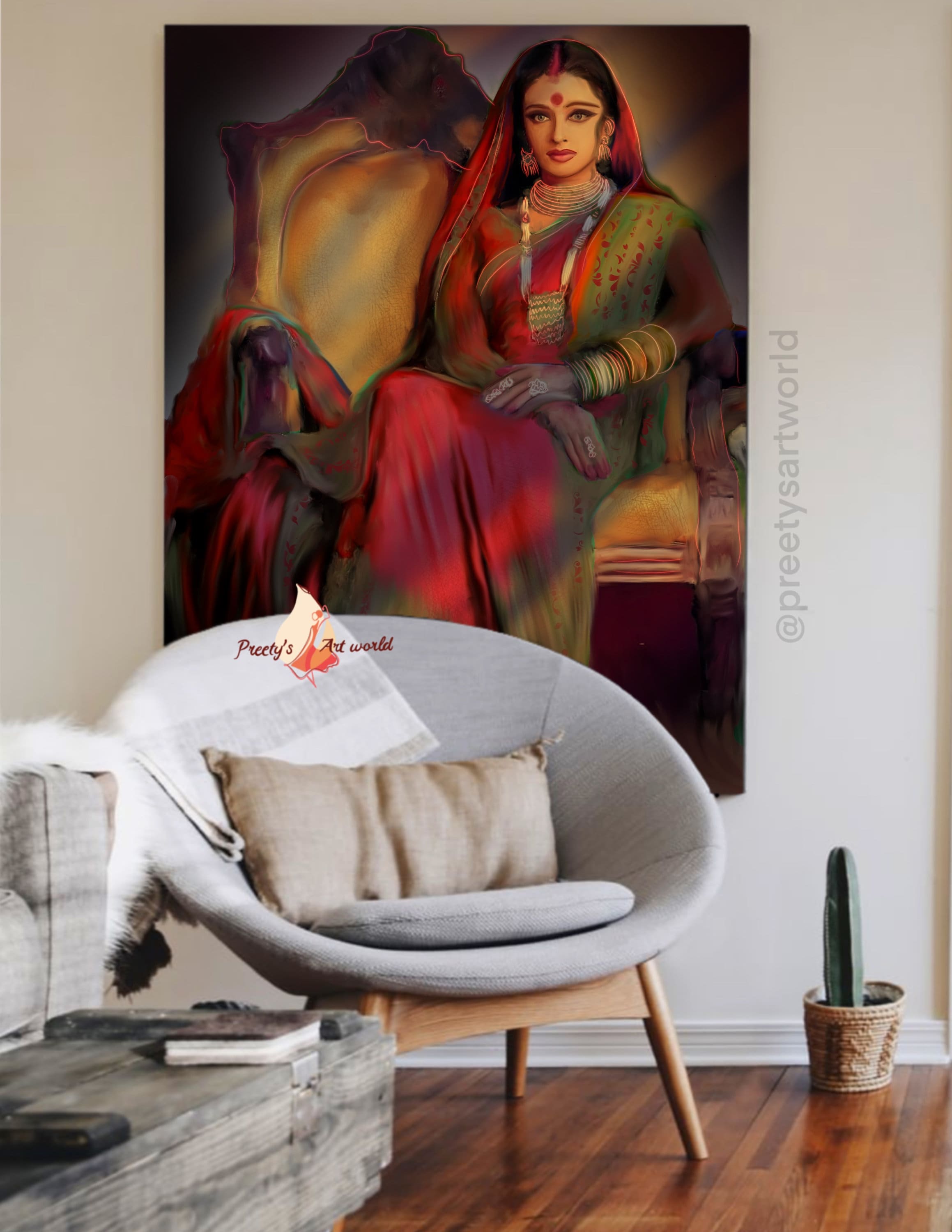 Indian Maharani Royal Women Art Illustration I Home Wall Décor I Indian ...