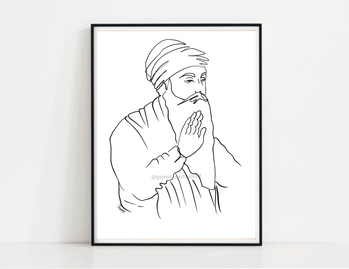 Guru Arjan Dev Ji Sikh Guru Line Art Illustration Print I Sikh - Etsy