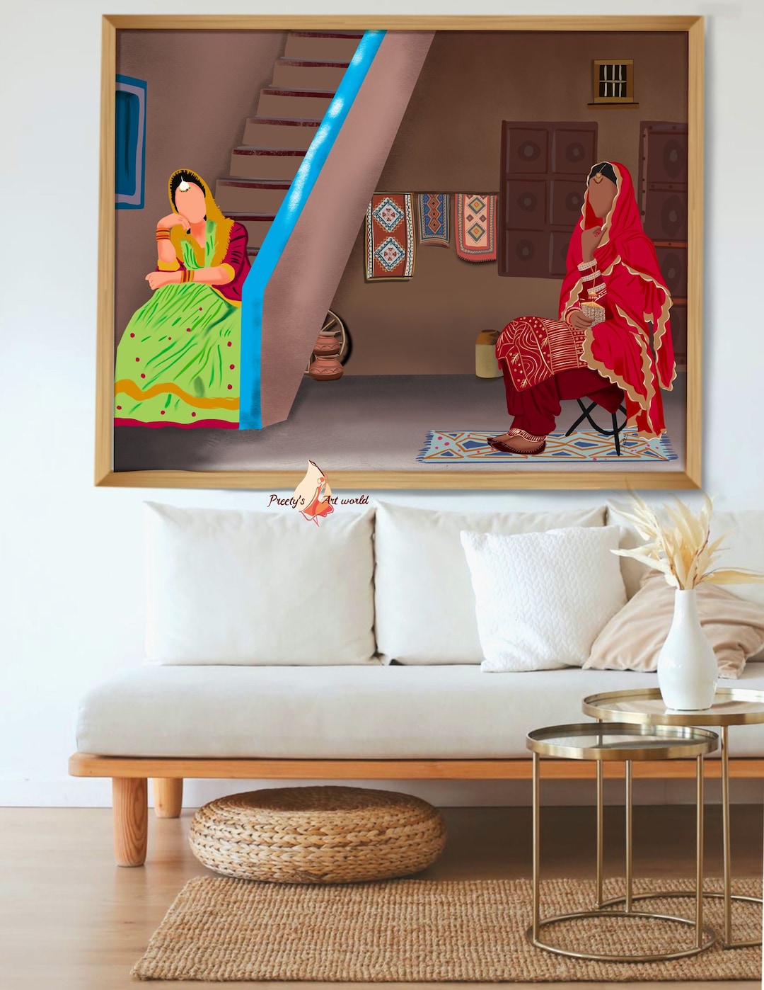 Punjabi Bride in Red Suit Art Print I Sikh Art Poster Print I Sikh Home ...