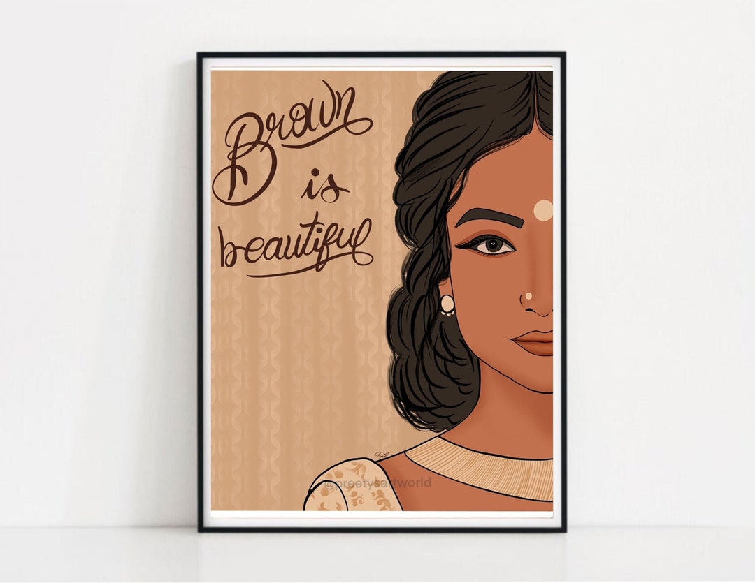 Brown is Beautiful Indian Women Boho Desi Art Poster Print I Indian ...