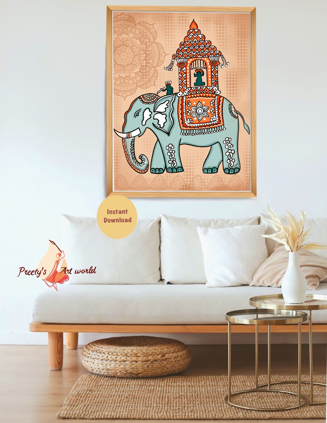 Ethnic Traditional Indian Elephant Folk Art I Indian | Etsy