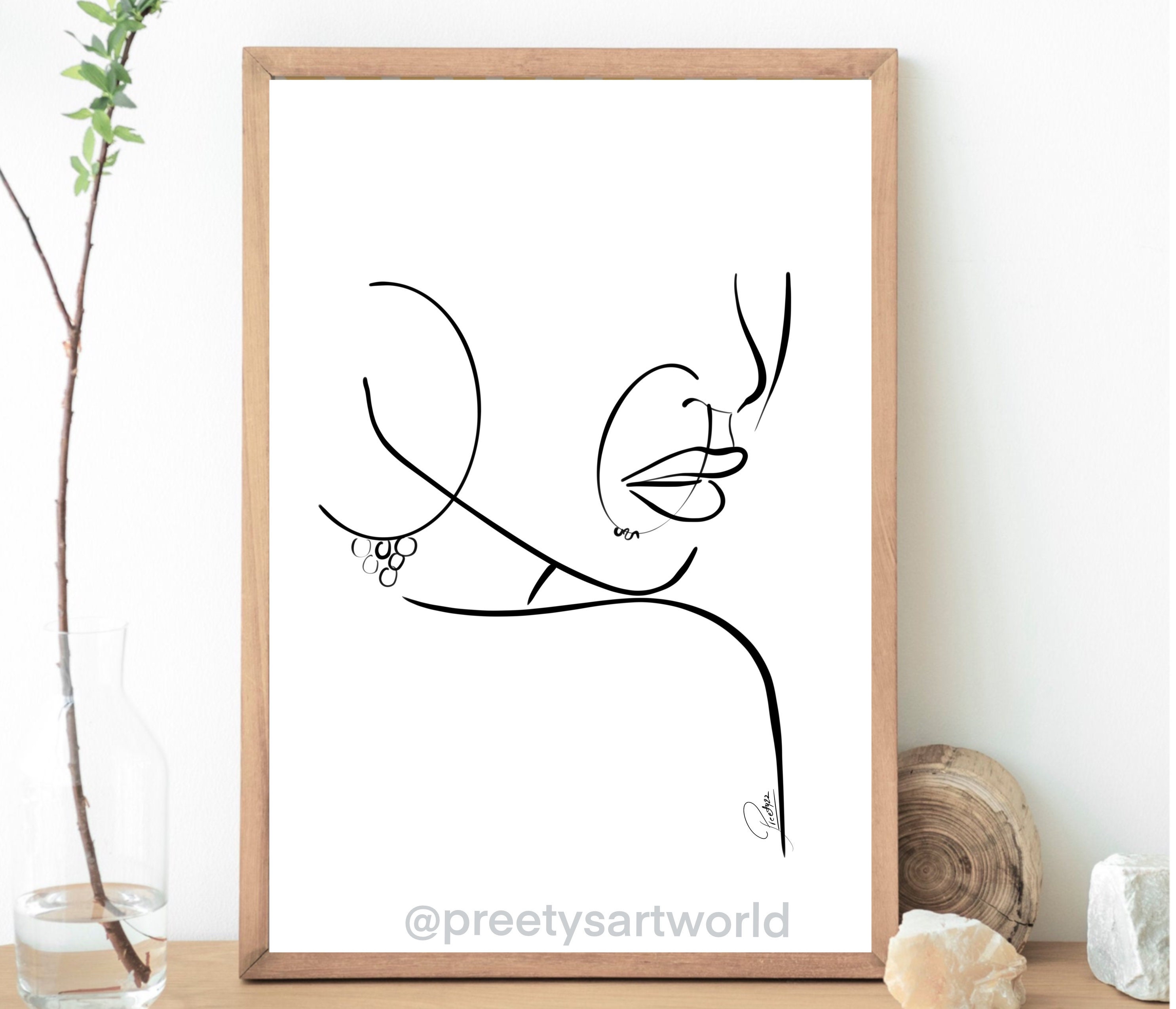 Printable Minimalist Lineart Woman Line Drawing Modern | Etsy