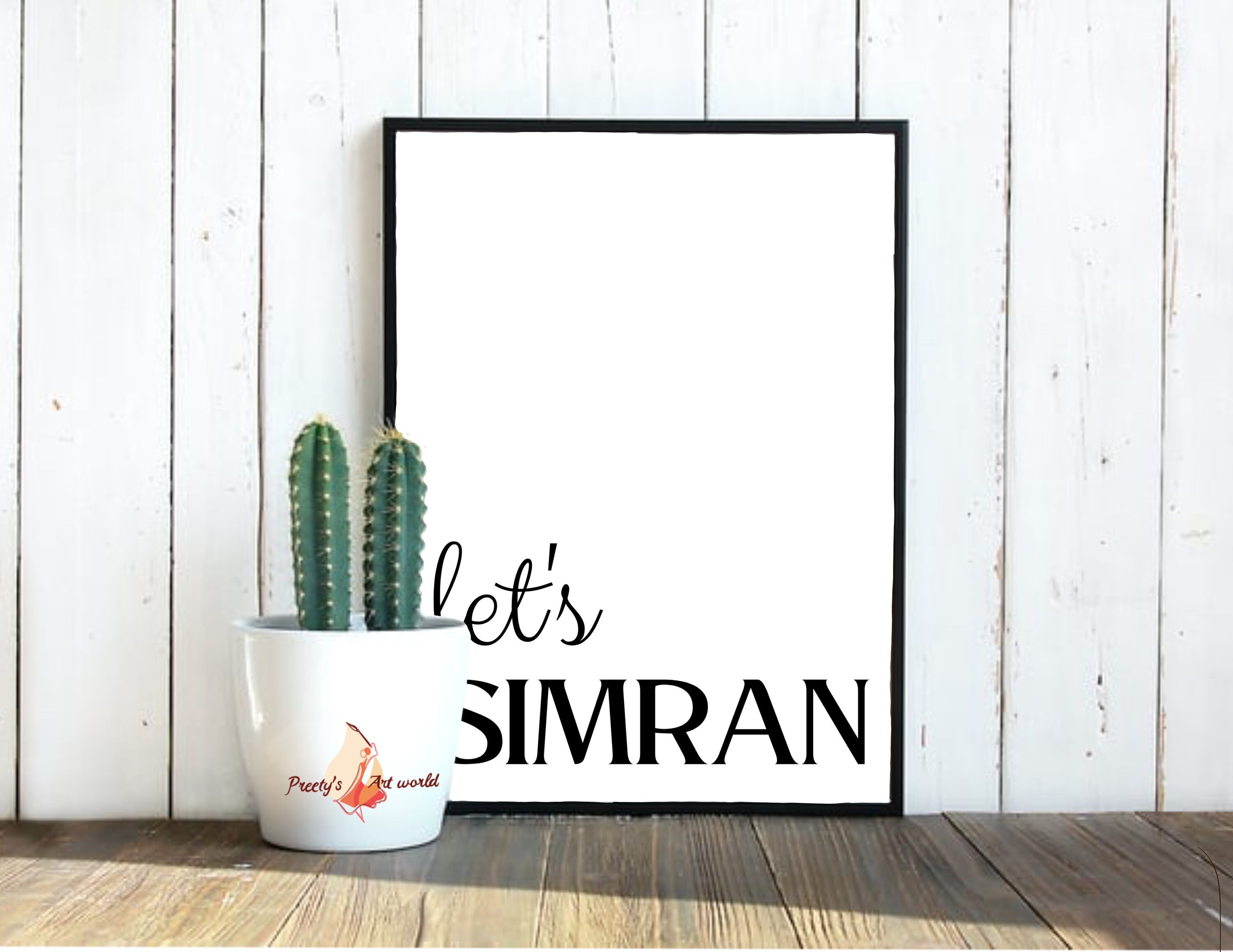 Let's Simran Religious Wall Art Monochrome Simran | Etsy