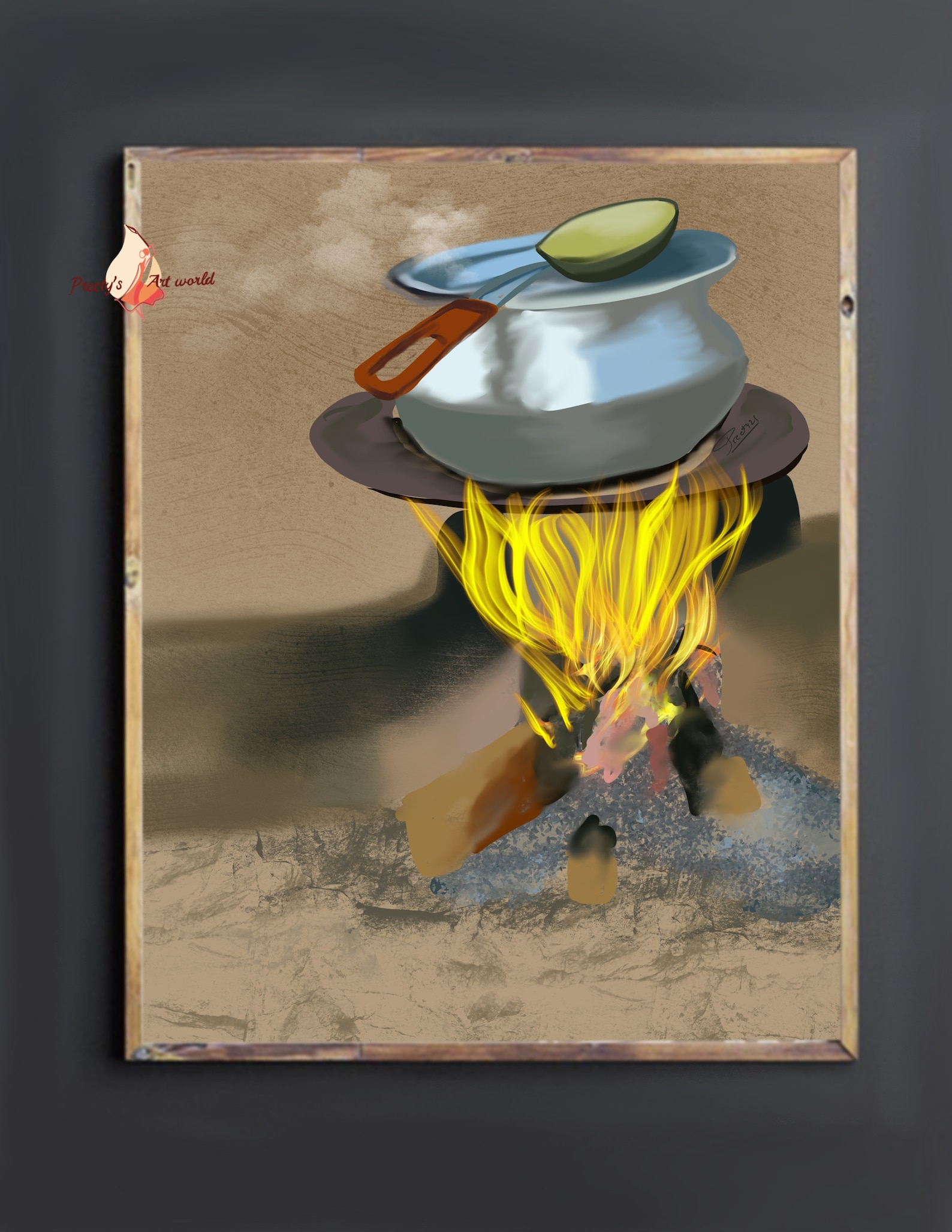 Indian Village Cooking Art Illustration I Kitchen Wall Art I | Etsy