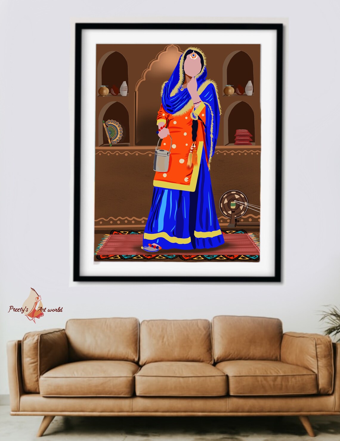 Punjabi Women in Traditional Attire Art Poster Print I Indian Ethnic ...