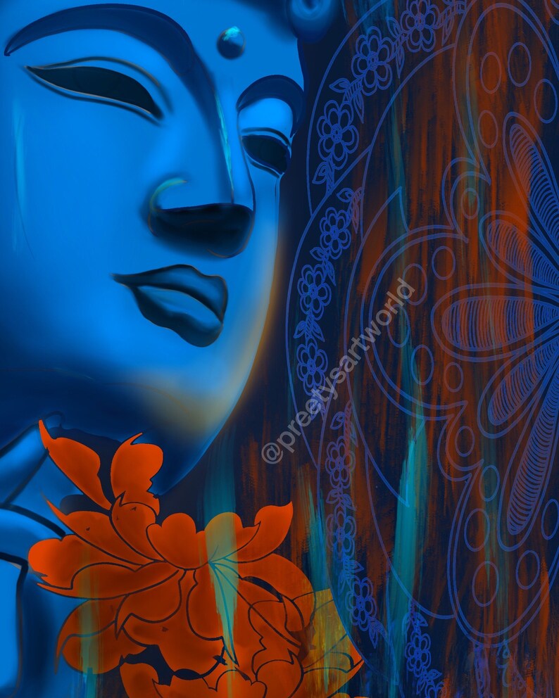 Beautiful Buddha /blue Art /digital Download / Printable Art - Etsy