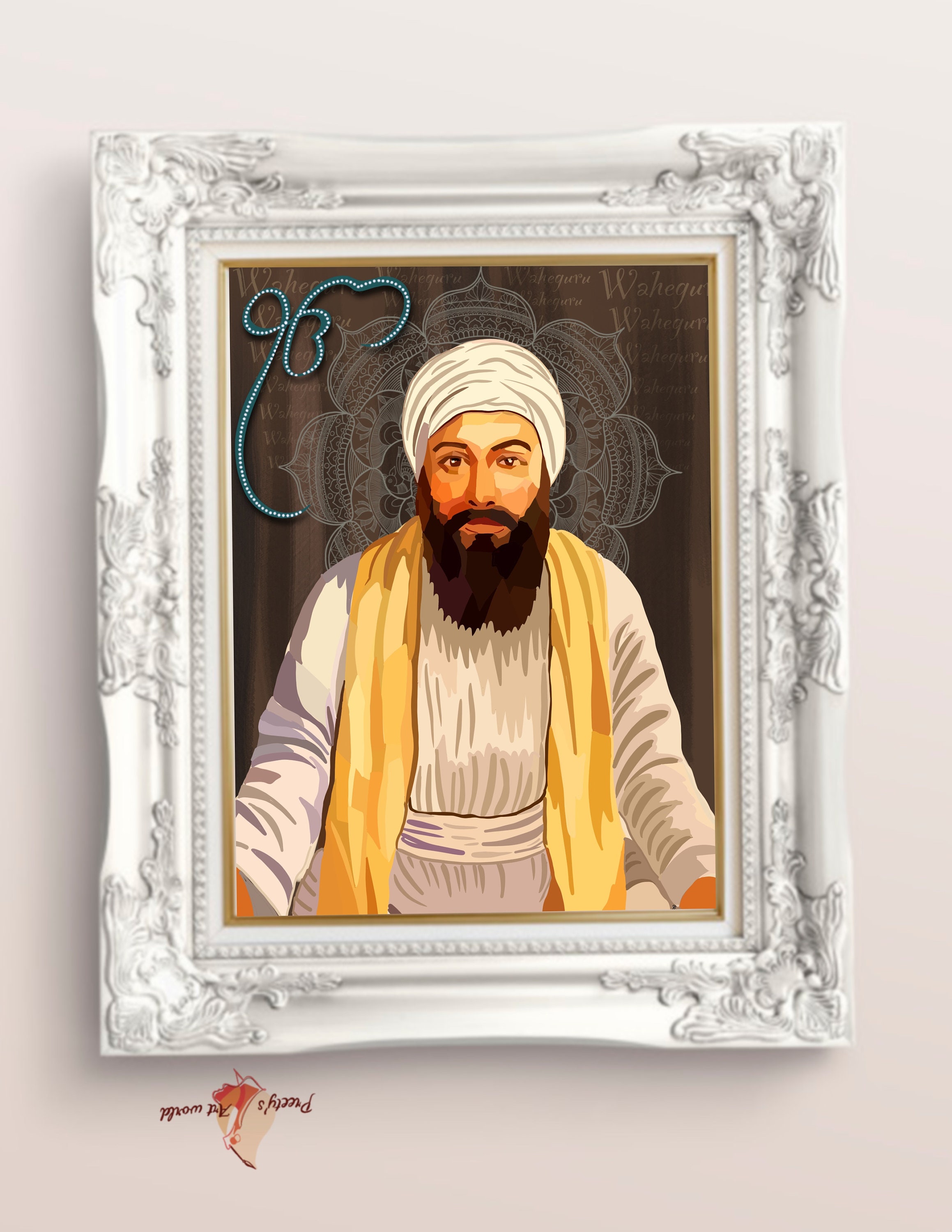 Guru Angad Dev Sahib Ji Sikh Art Illustration Print I Sikh God Wall Art ...
