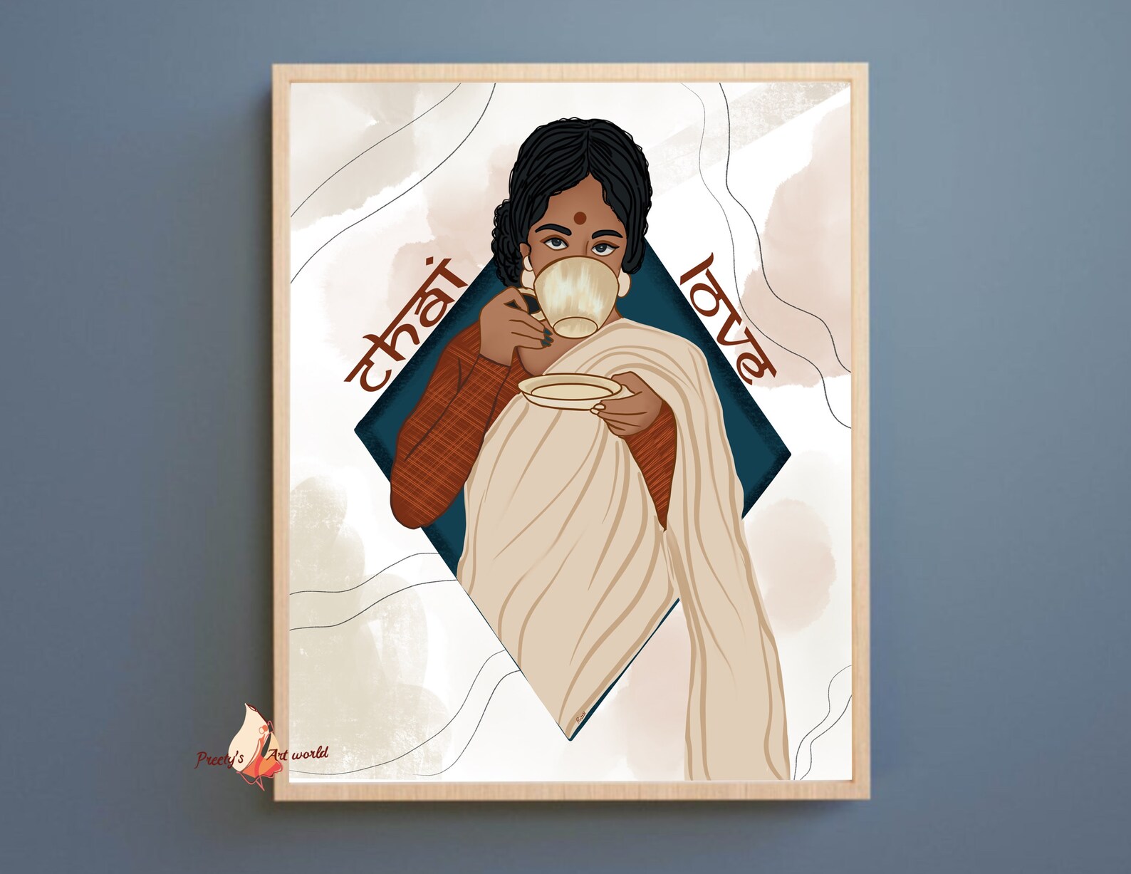 Chai Love Art Printable Poster Print I Chai Tea I Women Drinking Chai I ...