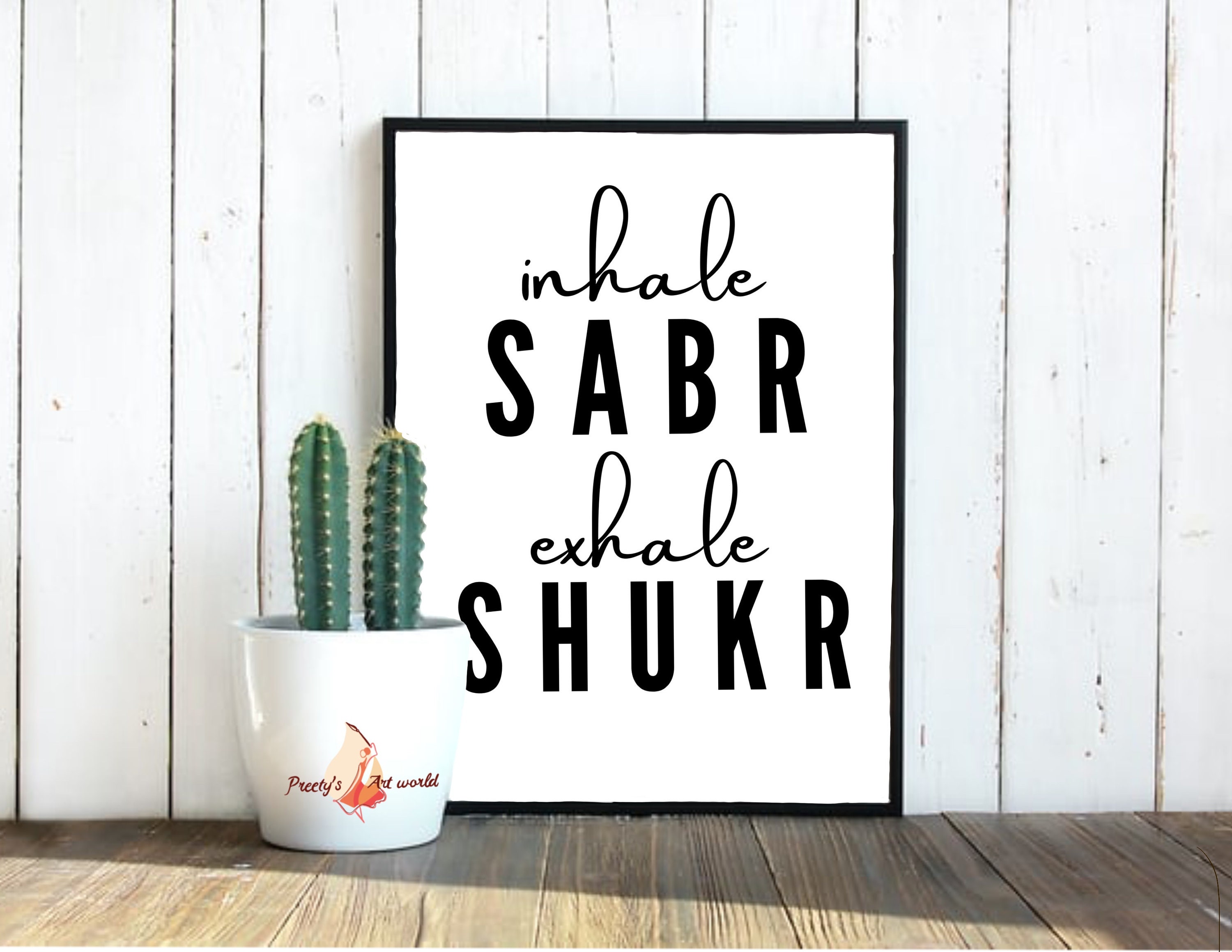 Inhale Sabr Exhale Shukr Art Poster I Calligraphy Quotes Wall | Etsy